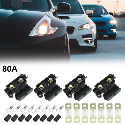 80A Fuse Kit 4 ANS Holders 7 x 80 AMP Fuses 8xHeat Shrinks for Car Dual ...
