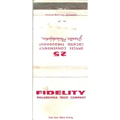 Fidelity Philadelphia Trust Company Advertising Matchbook Cover SA1-M7 ...