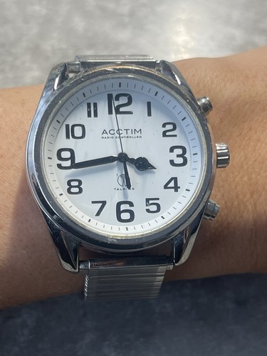 Acctim Men's Silver Tone Bracelet Radio Controlled Talking Watch 60553 ...