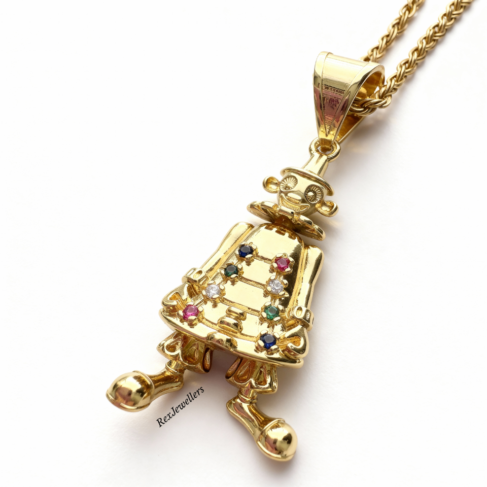 Large Ragdoll Clown Gold Necklace Pendant Rope Chain | eBay UK