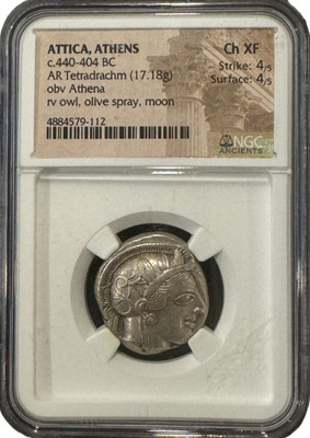 Athens Athena Owl Silver Tetradrachm - Full Crest! NGC Ch XF | eBay