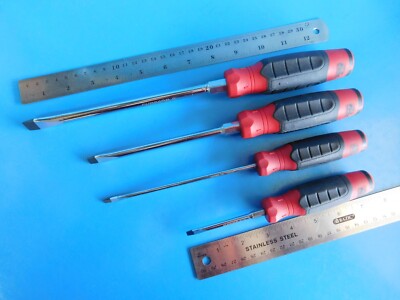 NEW, MAC TOOLS, LOT OF " 4 " FLAT BLADE RED HANDLE SCREWDRIVERS | eBay