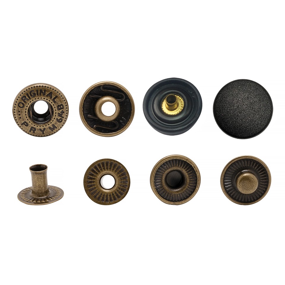 PRYM Brass Snap Fasteners Press Studs 15mm Cap 4-Part Set Leather Bag ...
