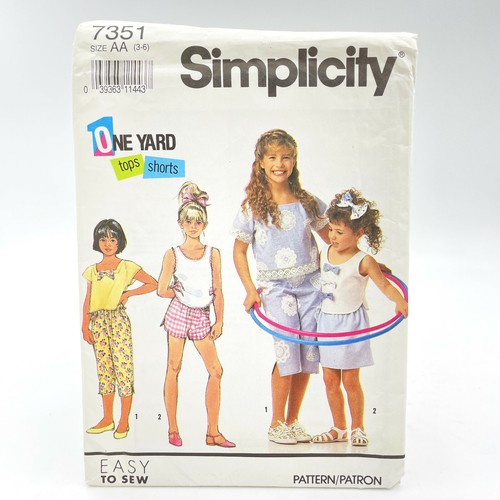Simplicity 7351 Loose Skirt Capri Pants Shorts and Tops Childs Sz 3 6 ...