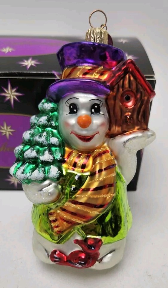 Christopher Radko Chirpy & Chilly Snowman Christmas Holiday Ornament ...