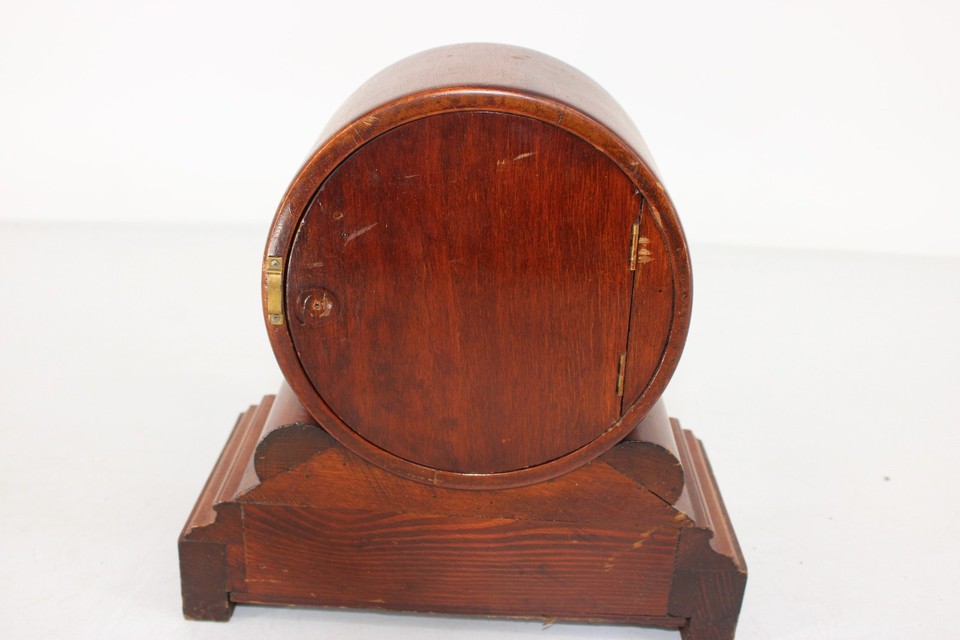A Antique German HAC Cased Mantel Clock Drumhead 8 Day Stiking ...