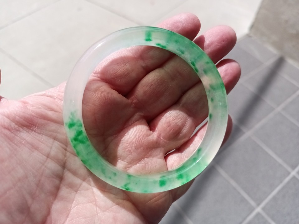 Beautiful Myanmar Floating Flower Bangle 62-63mm Jade Jadeite. No ...