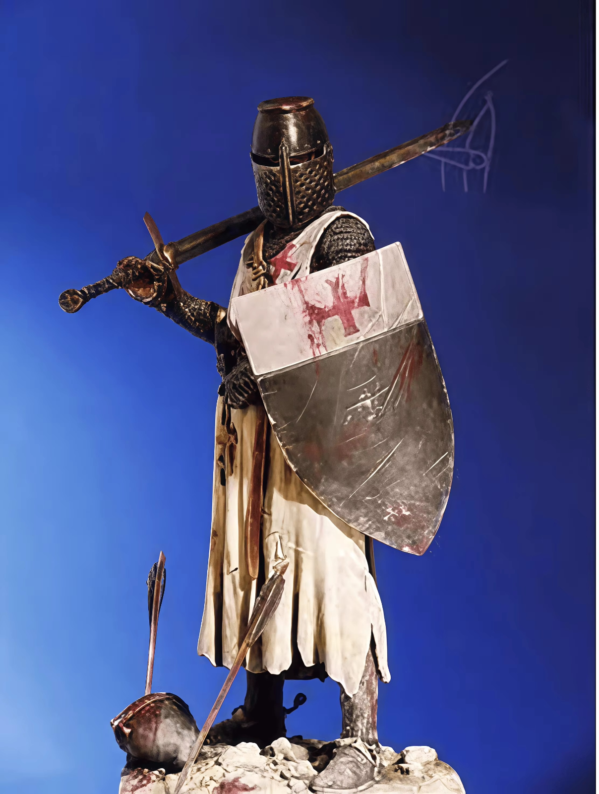 90mm Templar Knight Resin Figure – Medieval Crusader with Sword, Shield ...