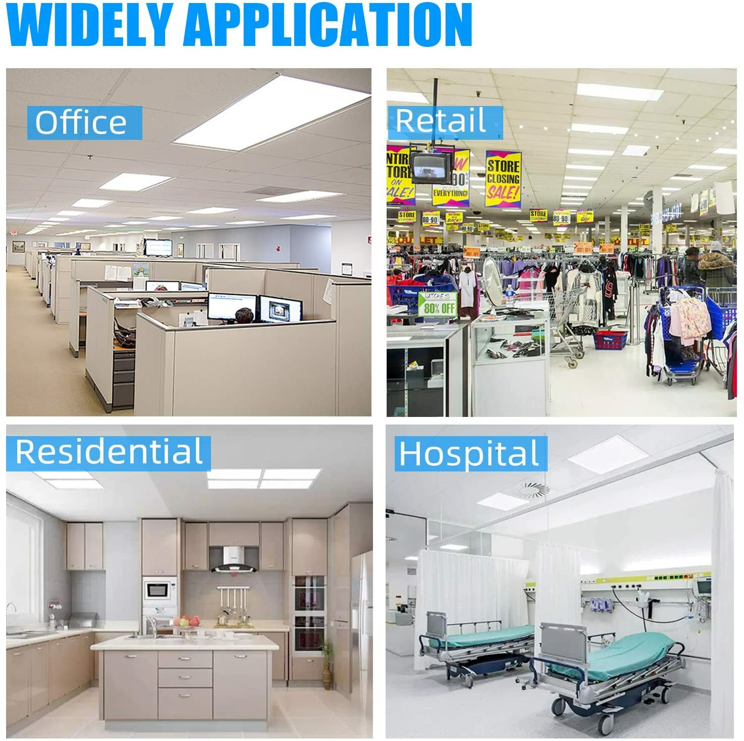 2x4 LED Flat Panel Troffer Light 75W Drop Ceiling Light Office use ...