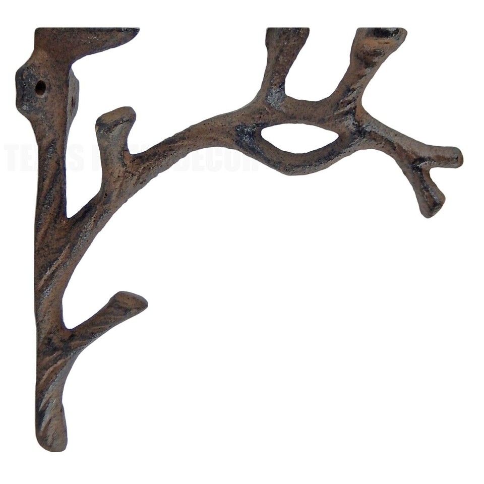2 Cast Iron Tree Branch Shelf Brackets Rustic Antique Brown 7 1/4 x 6 1 ...