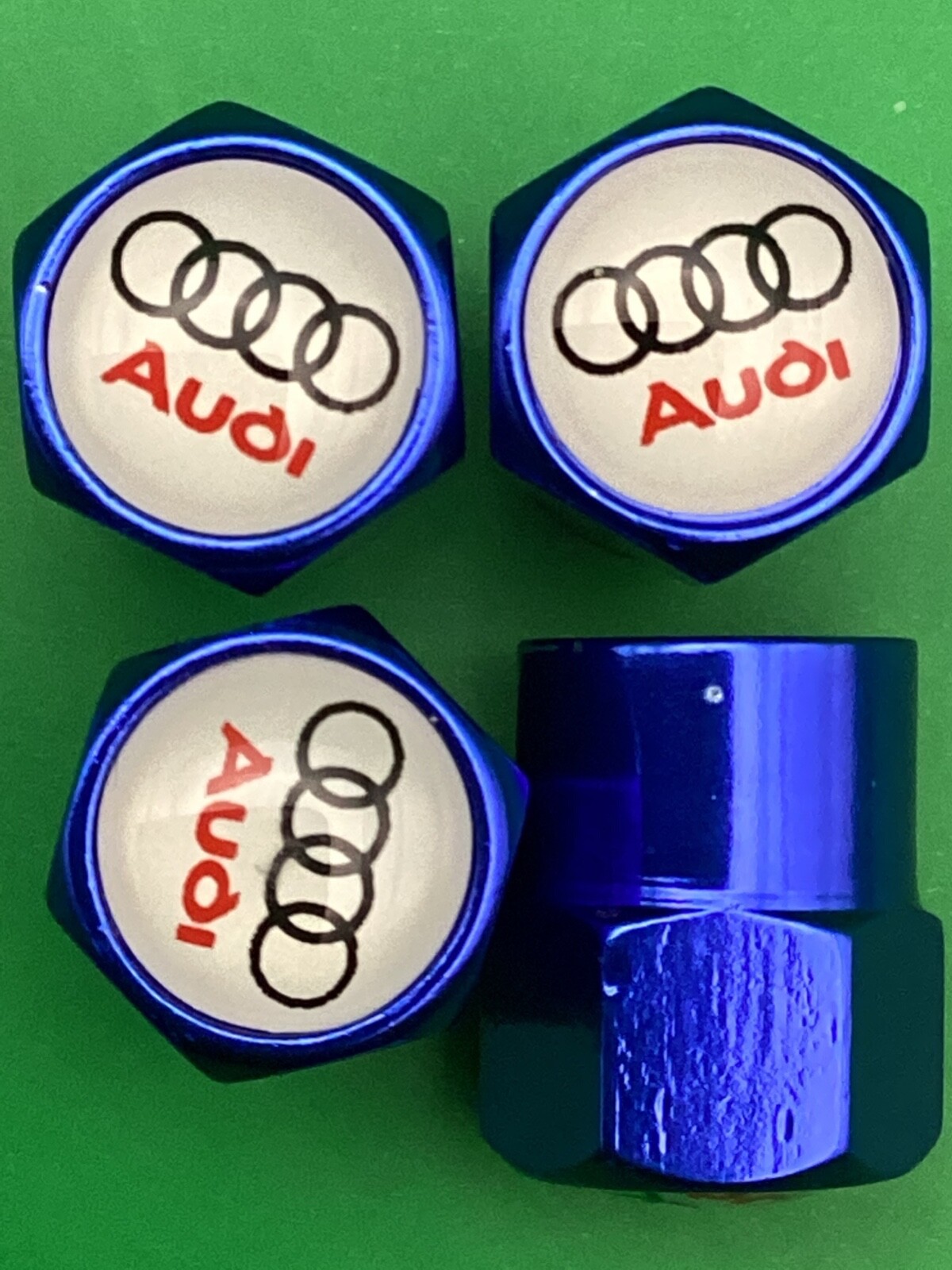 4 Pcs Set Car Air Valve Caps With Audi Logo Air Valve Caps Colour Blue ...