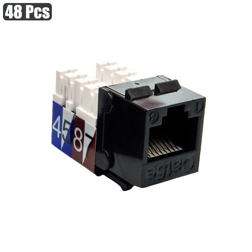 48Pcs Cat5E RJ45 Ethernet LAN Network Keystone Jack 110 Punch Down Snap ...