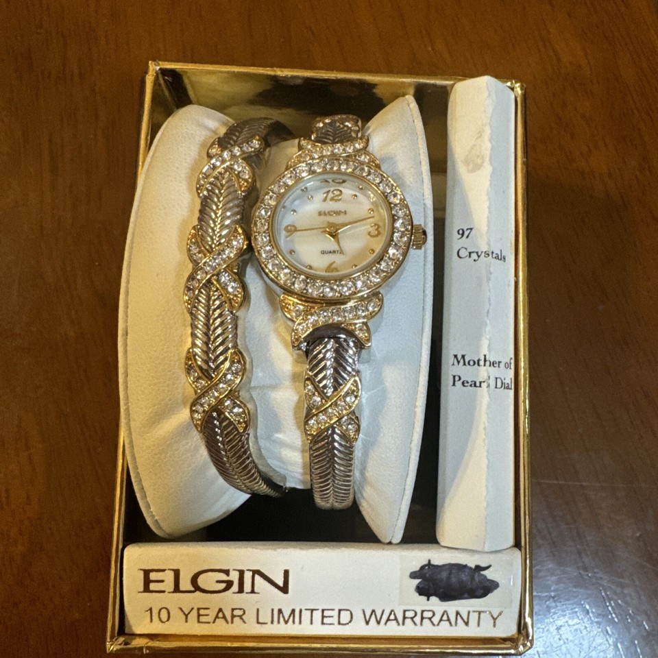 Elgin Women's Watch And Bangle Set, Two Tone | eBay