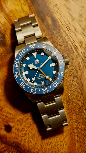 Watchdives x San Martin Titanium NH34 GMT Blue Watch SN0121TC ...