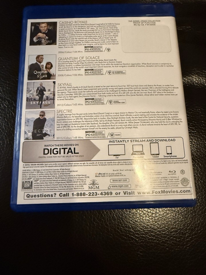 THE DANIEL CRAIG 4 BLU RAY MOVIE COLLECTION, EXCELLENT CONDITION | eBay