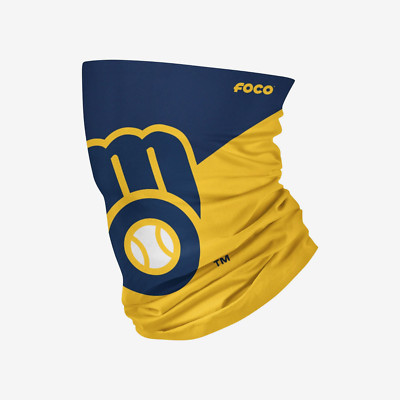 FOCO MILWAUKEE BREWERS LARGE LOGO MASK GAITER SCARF FACE COVER | eBay