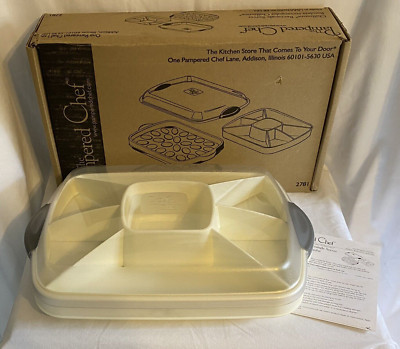 Pampered Chef Chillzanne Rectangle Server Tray & Lid Veggie Deviled ...