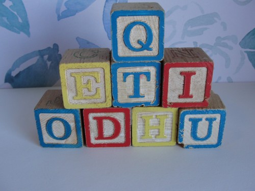 Vintage 8 Wooden Alphabet Blocks Numbers Letters Wood Childrens Blocks ...