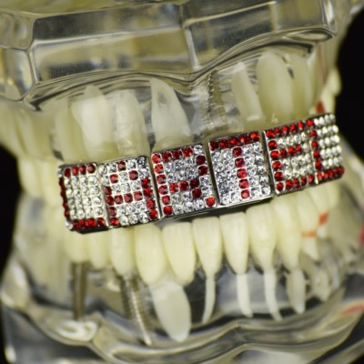 Red Grillz Customized Name 6 Letters Personalized Custom Made Top Teeth ...