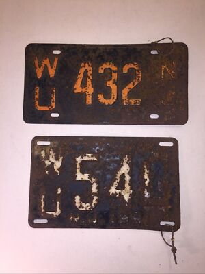 2 Antique NJ License Plates original paint with rust patina 1951 ...
