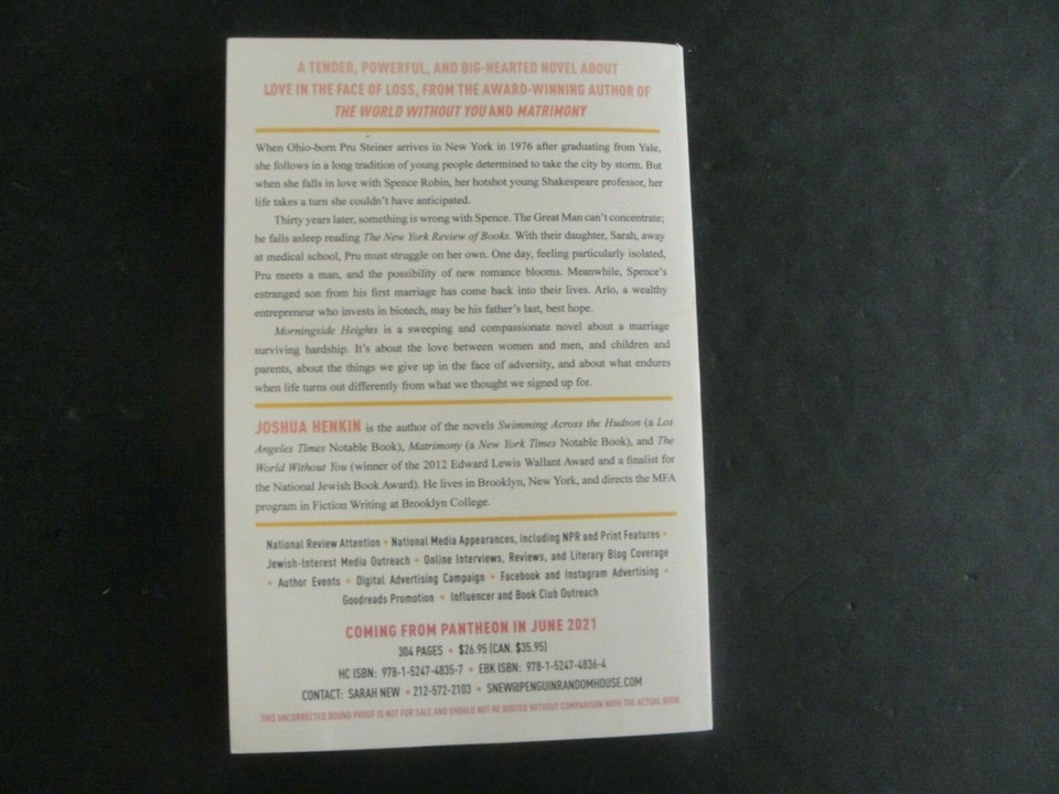 Morningside Heights (Signed) by Joshua Henkin (SC, 2021) | eBay