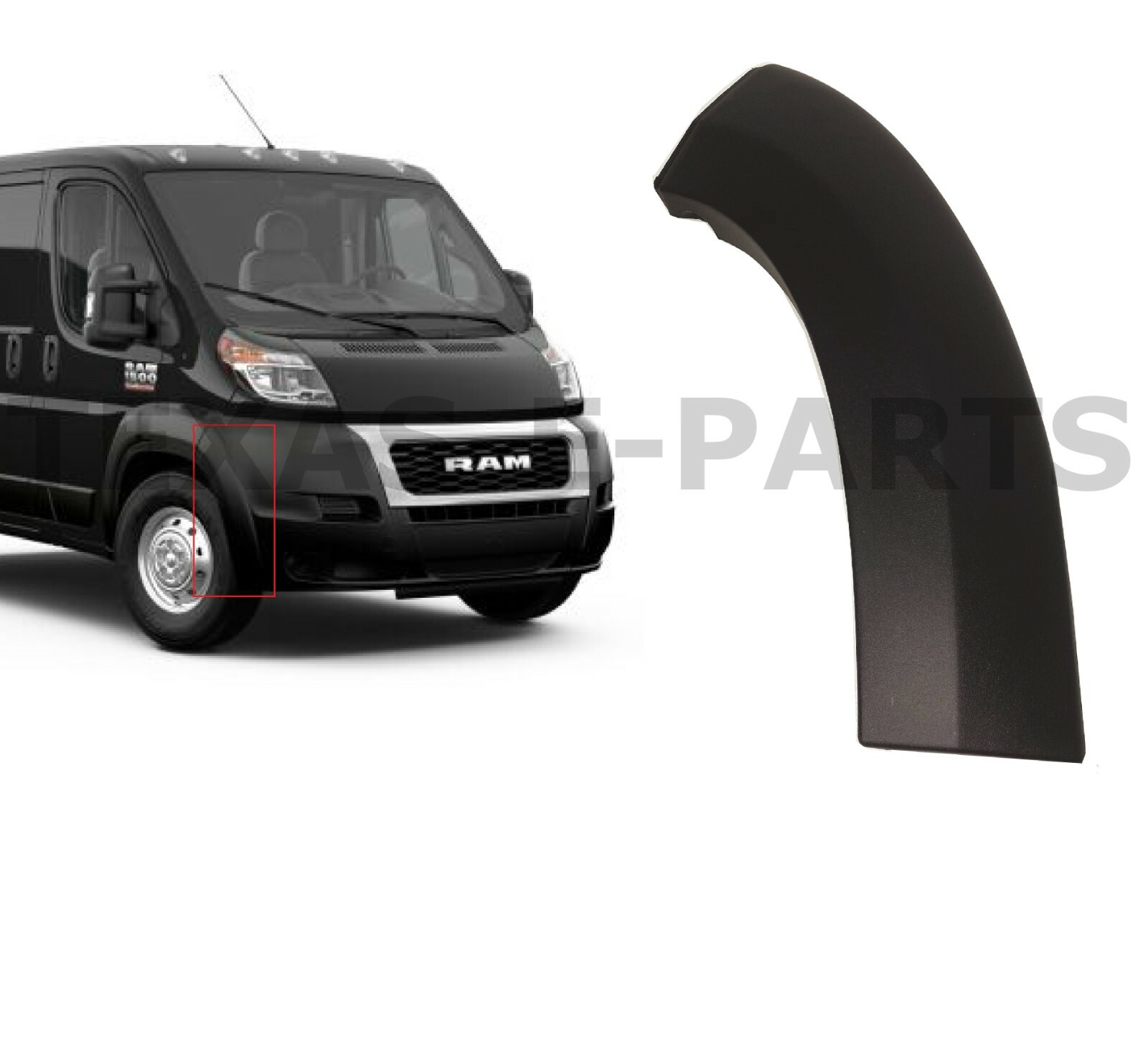 2019-2020+RAM+Promaster+Front+Bumper+End+Cap+Flare+Trim+Black+Right ...