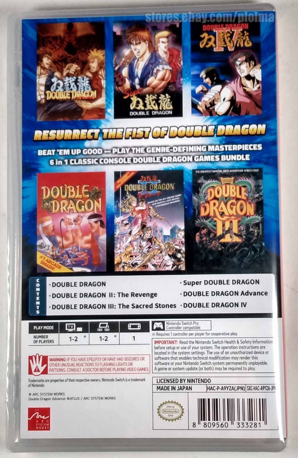 DOUBLE DRAGON COLLECTION Brand New NINTENDO SWITCH Game Asian Release ...