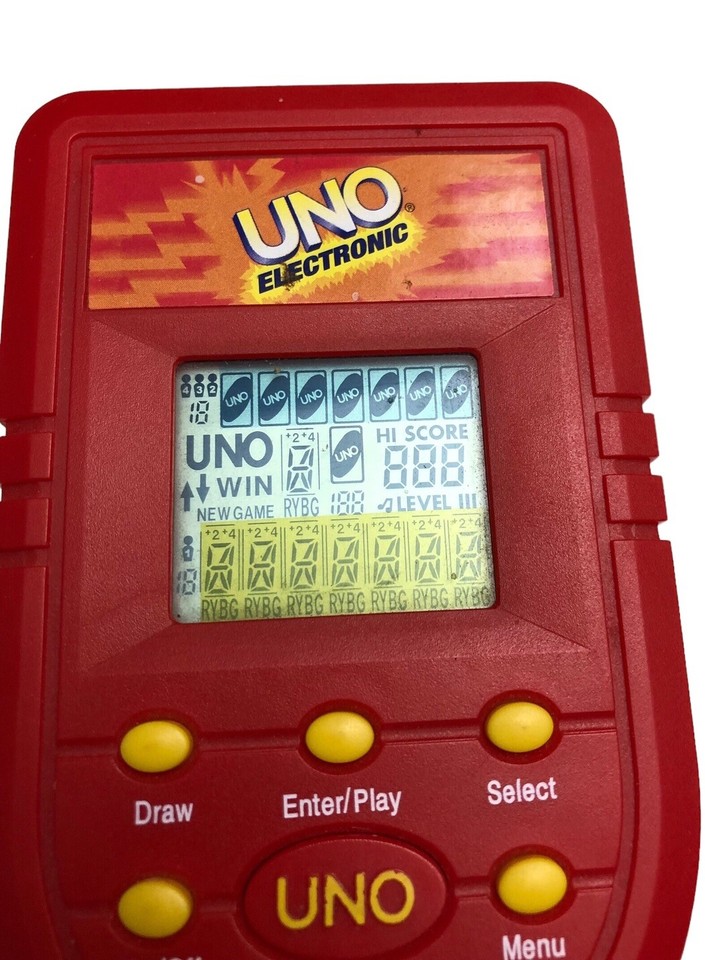 2001 Mattel UNO Electronic Card Game Handheld Pocket Travel Size Works ...