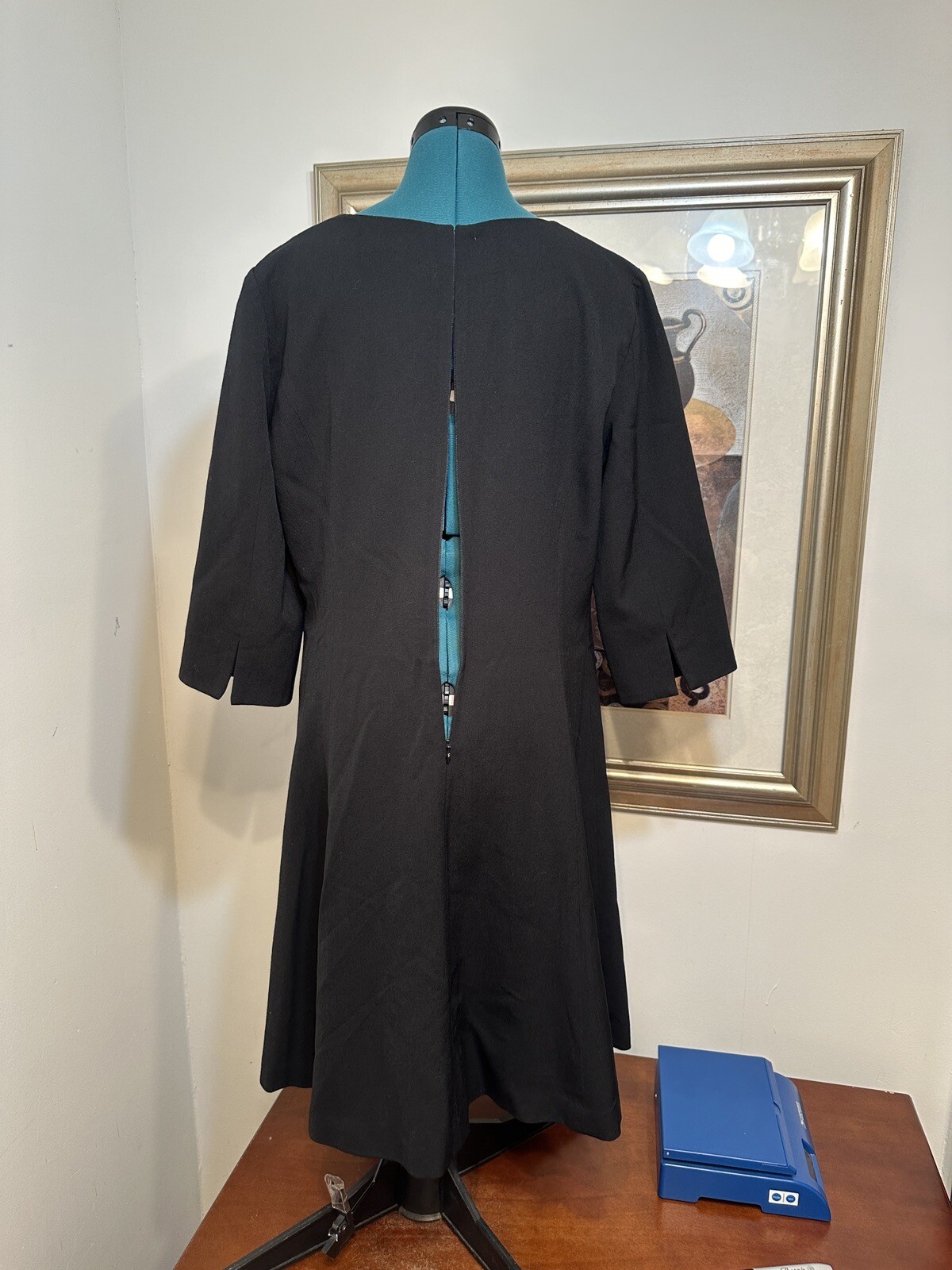 Austin Reed Petite Black Worsted Wool Lined 3/4 Sleeves Dress Size 12P ...