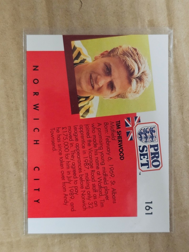 1990-91 Pro Set English Football #161 Tim Sherwood Rookie Card RC | eBay