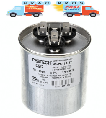 Rheem Ruud Protech Capacitor 50+10 uf 370 43-25133-27 | eBay
