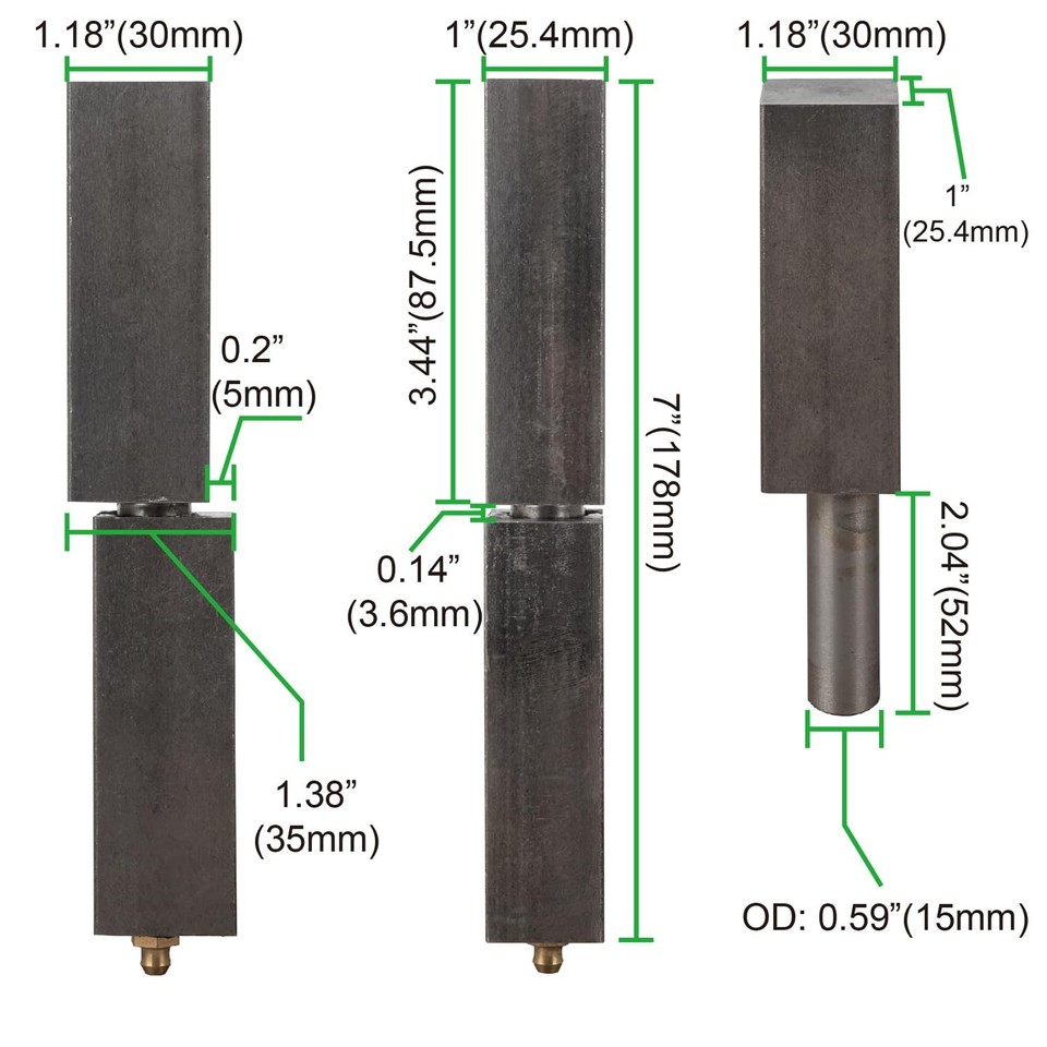 2 PCS 7 Rectangular Steel Block Gate Hinge, Weld On, Ball Bearing ...
