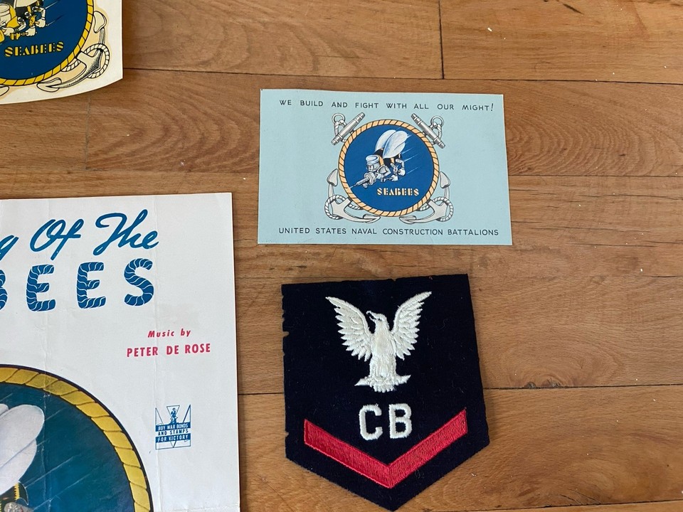 US Navy WWII Seabees Transfer Emblem, Patches, WW2 Letter, Song Of Seabees Music | eBay