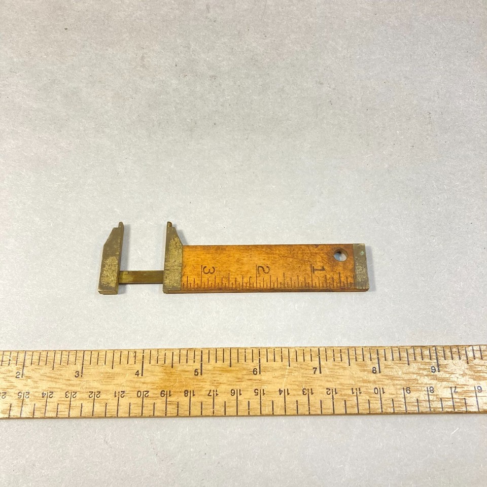 Vintage Stanley Caliper Rule Wood & Brass Inside Outside #136 USA | eBay
