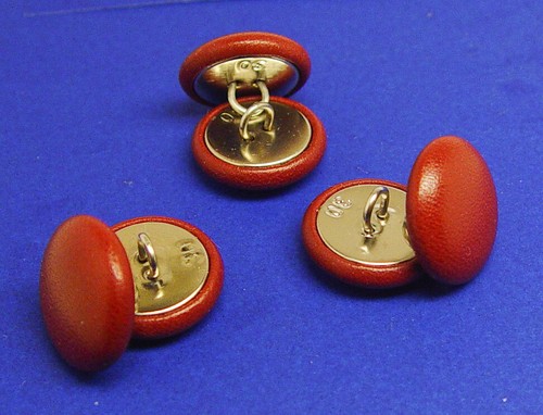 6 MADE IN USA Mahogany Tan Brown genuine leather tufting buttons, metal ...