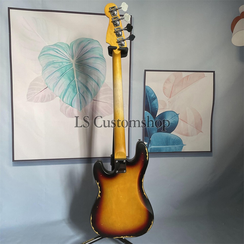4 Strings Aged Precision Electric Bass Guitar 3 Color Sunburst 1960 ...