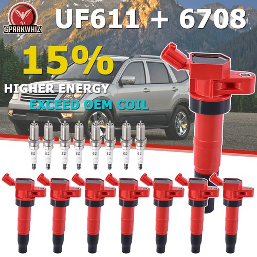 UF611 Ignition Coil and 6708 Iridium Spark Plug For Hyundai Genesis 4 ...
