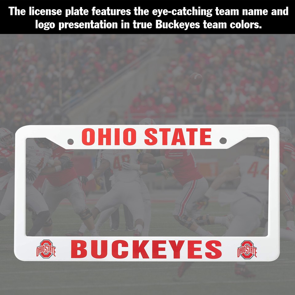 Ohio State Buckeyes OSU White License Plate Frame Cover - EliteAuto3K ...