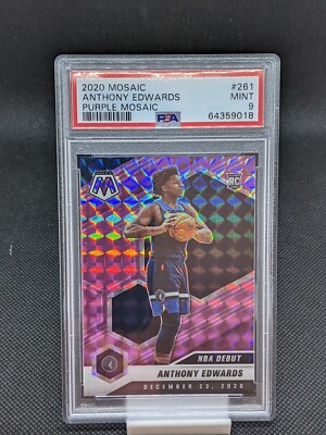 2020-21 Mosaic Anthony Edwards Rookie Purple Mosaic Prizm /49 PSA 9 ...