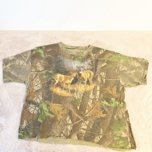 VINTAGE Camouflage Deer T-Shirt Real Tree Johnny’s Green Size Large | eBay