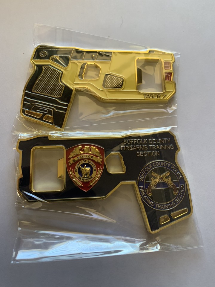 SUFFOLK COUNTY POLICE TASER 7 FIREARMS RANGE OPENER SCPD CHALLENGE COIN ...