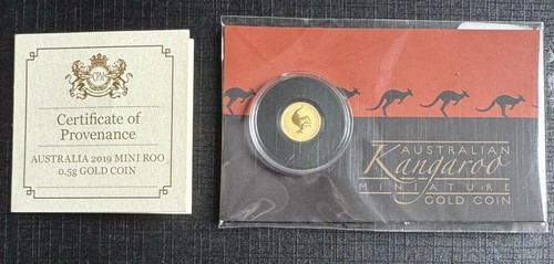 2019 Gold (99.99) Coin. 0.5g. Mini Roo. Perth Mint Unopened Pack. COA ...