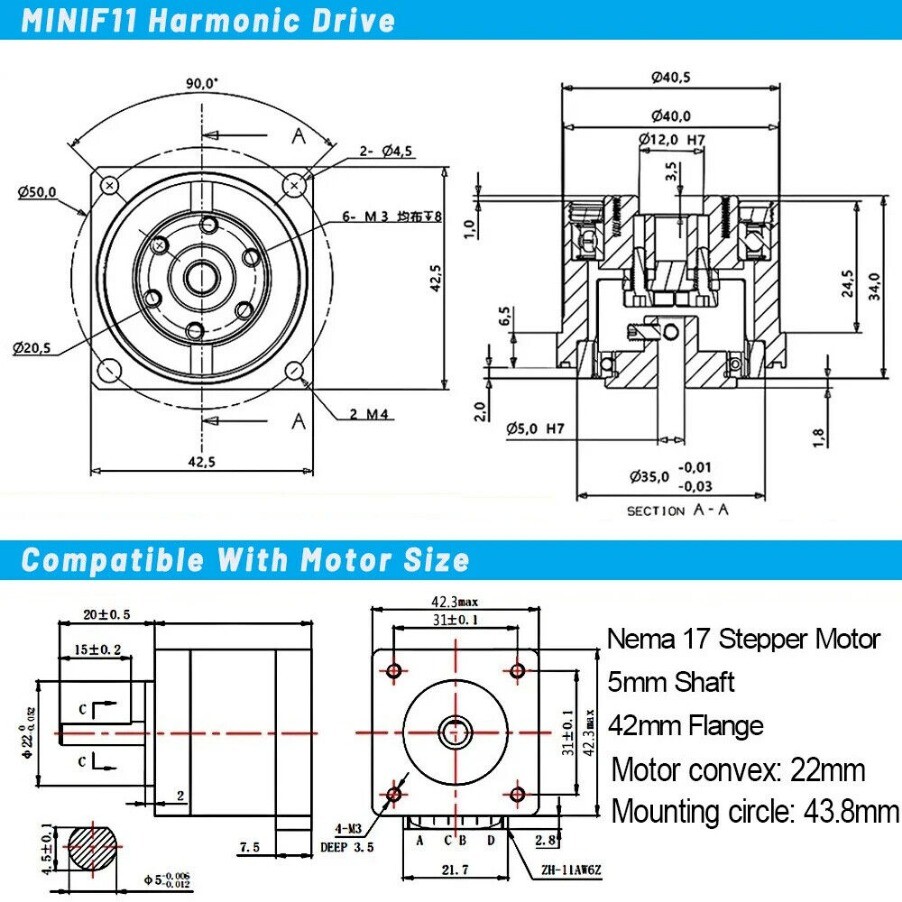 Micro Harmonic Drive Reducer Precision Harmonic Gearbox Robot Arm Cam ...