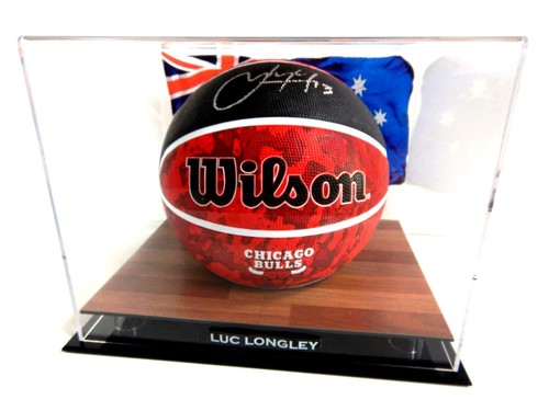 Signed Luc Longley Chicago Bulls NBA Wilson Basketball - Proof COA ...
