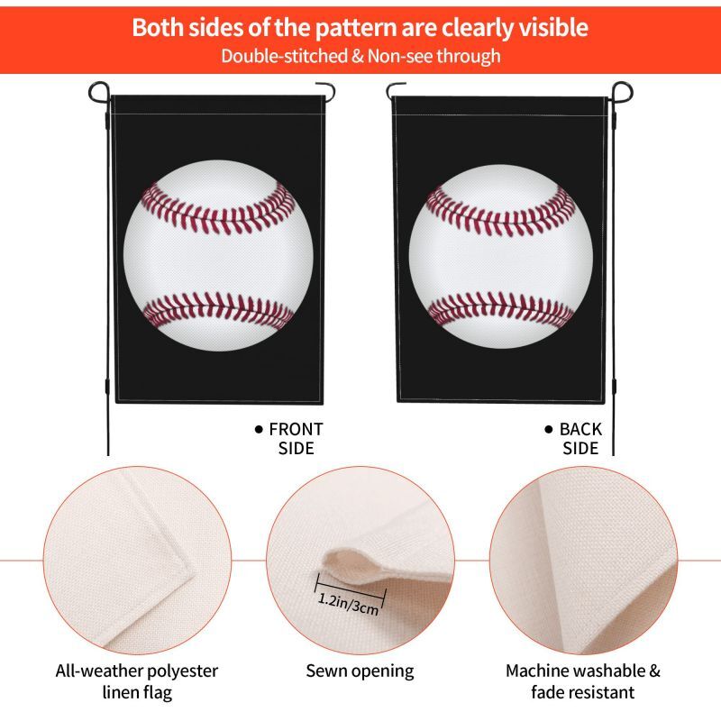 Baseball Garden Flag Vertical Yard Lawn Outdoor Home Decor Double Sided ...