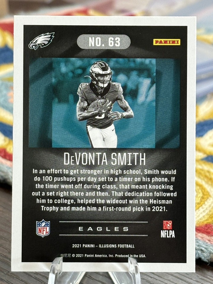 Devonta Smith ROOKIE CARD Blue Sapphire 2021 Panini Illusions #63 ...