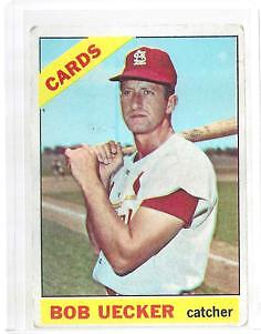 1966 Topps #91b Bob Uecker Trade statement in bio on back (last line ...