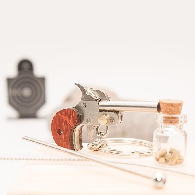 Miniature 2mm Pinfire Gun Key chain Model with Bullet Shells berloque ...