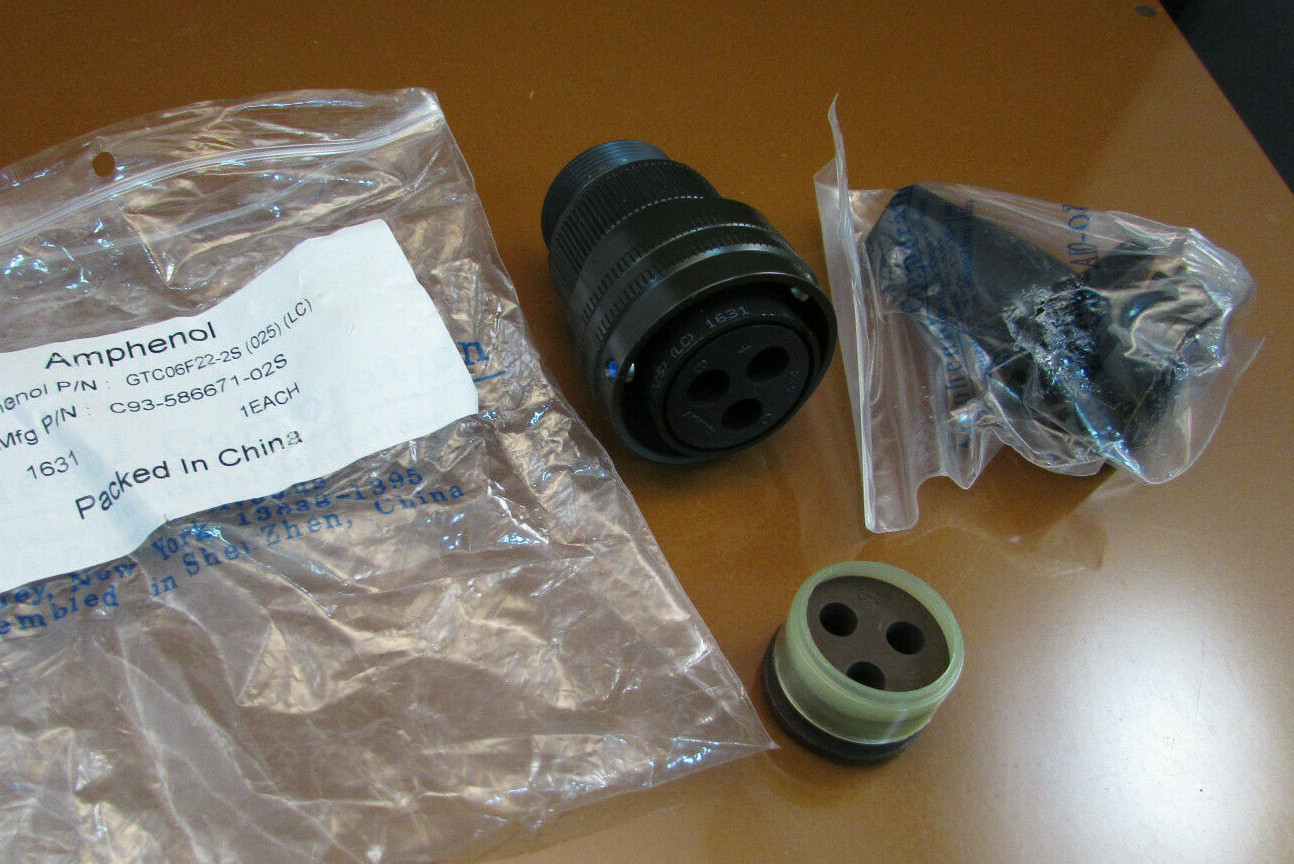 Amphenol Circular MIL Spec Connector GTC06F22-2S-RDS-025 GT 3C 3#8 SKT ...