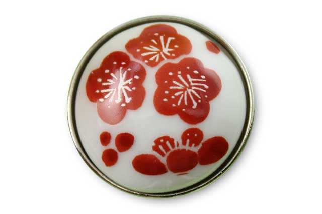 Traditional craft Arita ware button set of 2 Plum and cherry blossoms ...